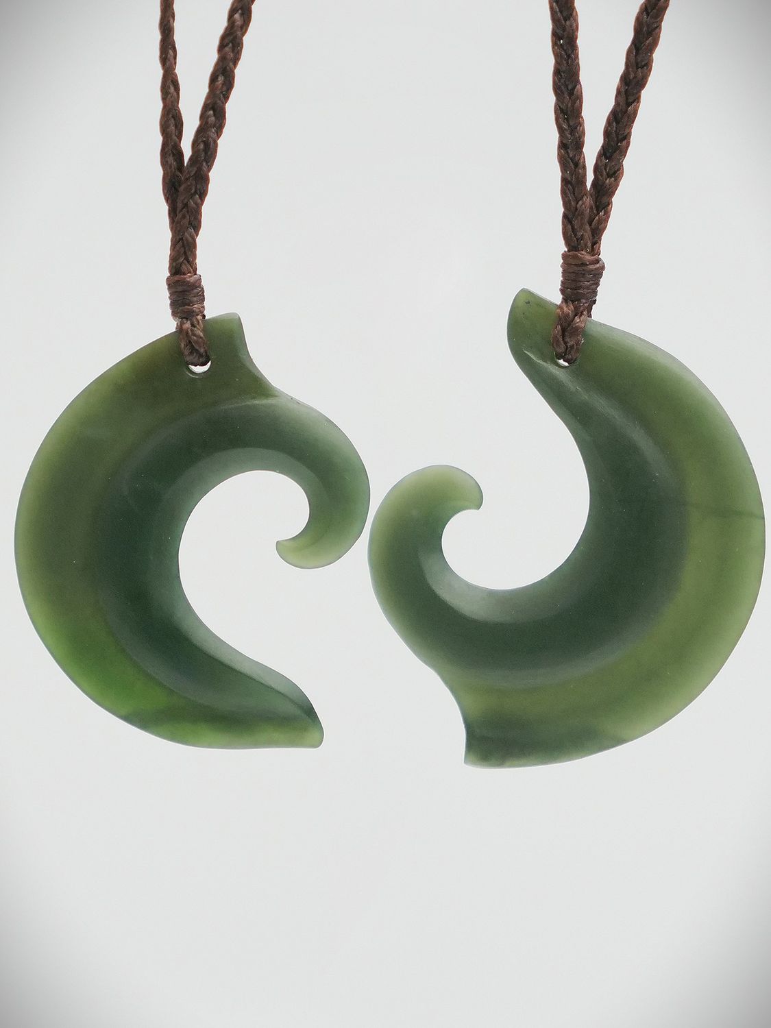 Moko Pounamu Contemporary Mirror Twin Hei Matau/Koru's NZ Genuine ...