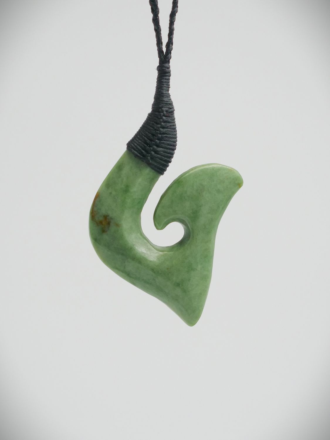 Moko Pounamu Hei Matau (Hook) NZ Genuine Auhunga Greenstone - Waimahaka