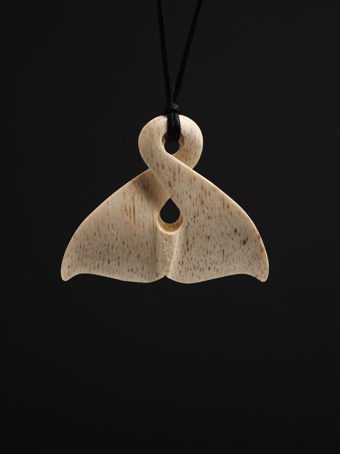 Moko Pounamu, Pikorua (Twist) Whale Tail Whale Bone Carving - Pukerau