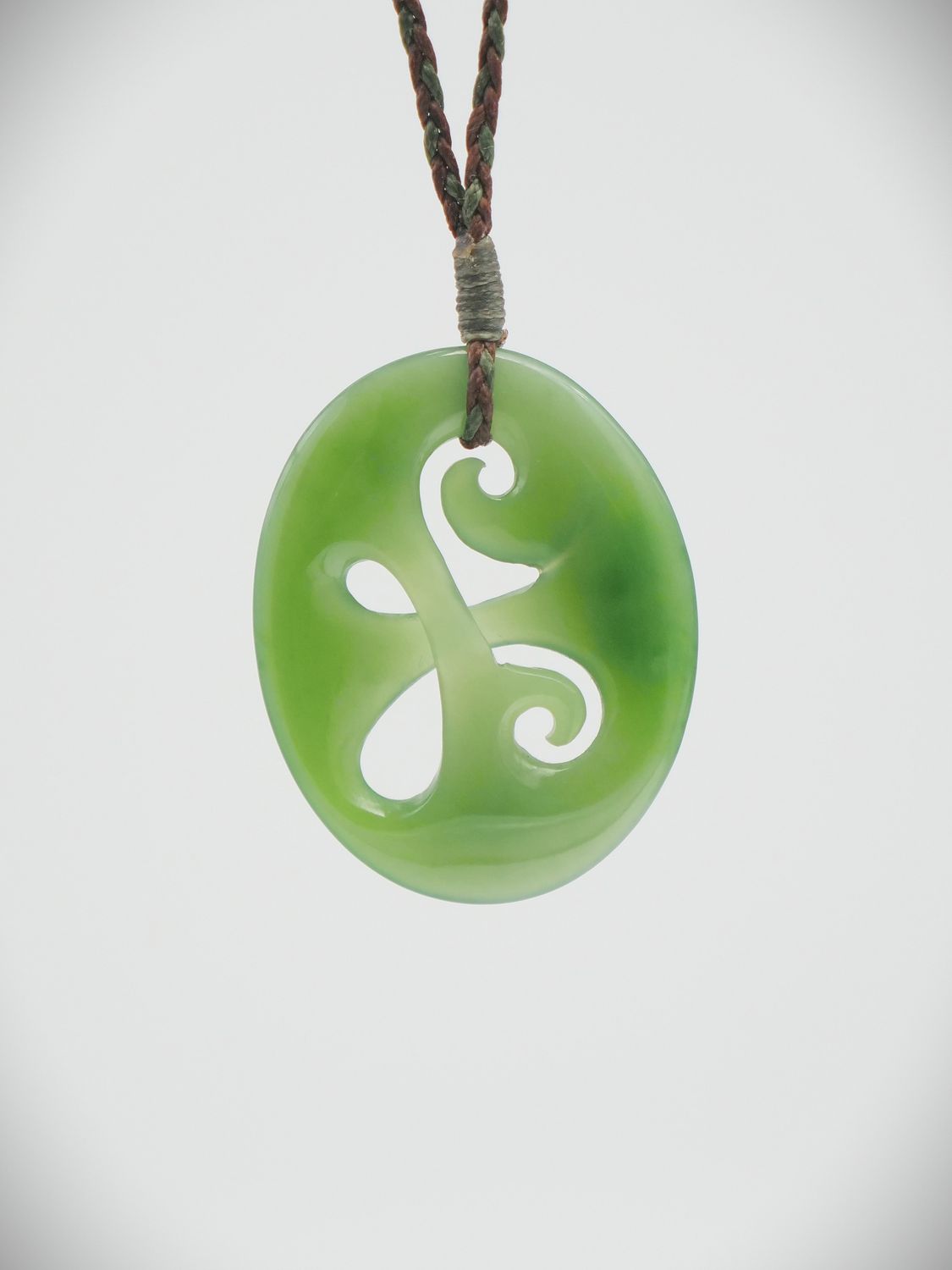 Moko Pounamu Contemporary Flower NZ Genuine Kahurangi Greenstone - Maheno