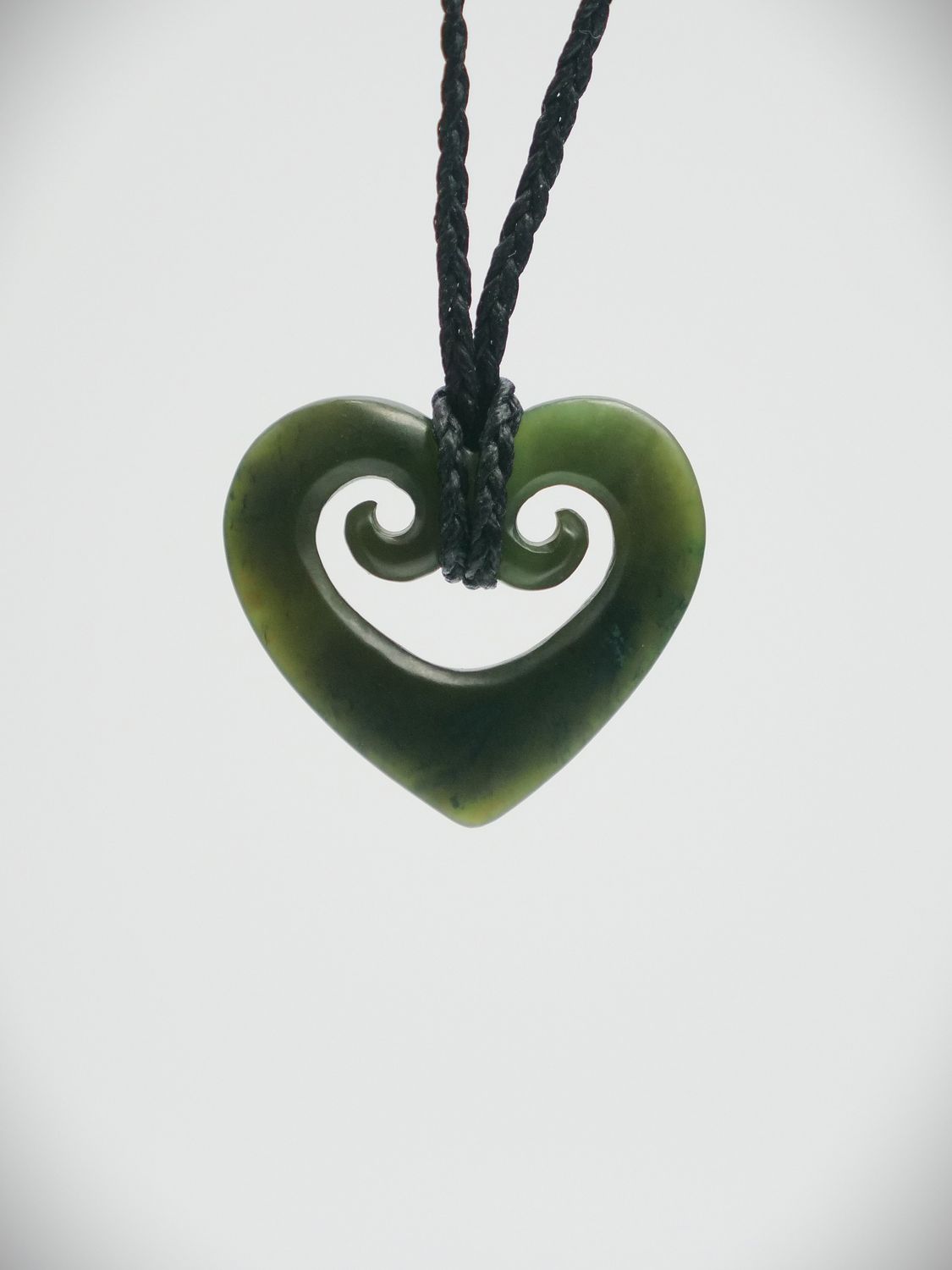 Moko Pounamu Heart NZ Genuine Kawakawa Greenstone - Taramoa