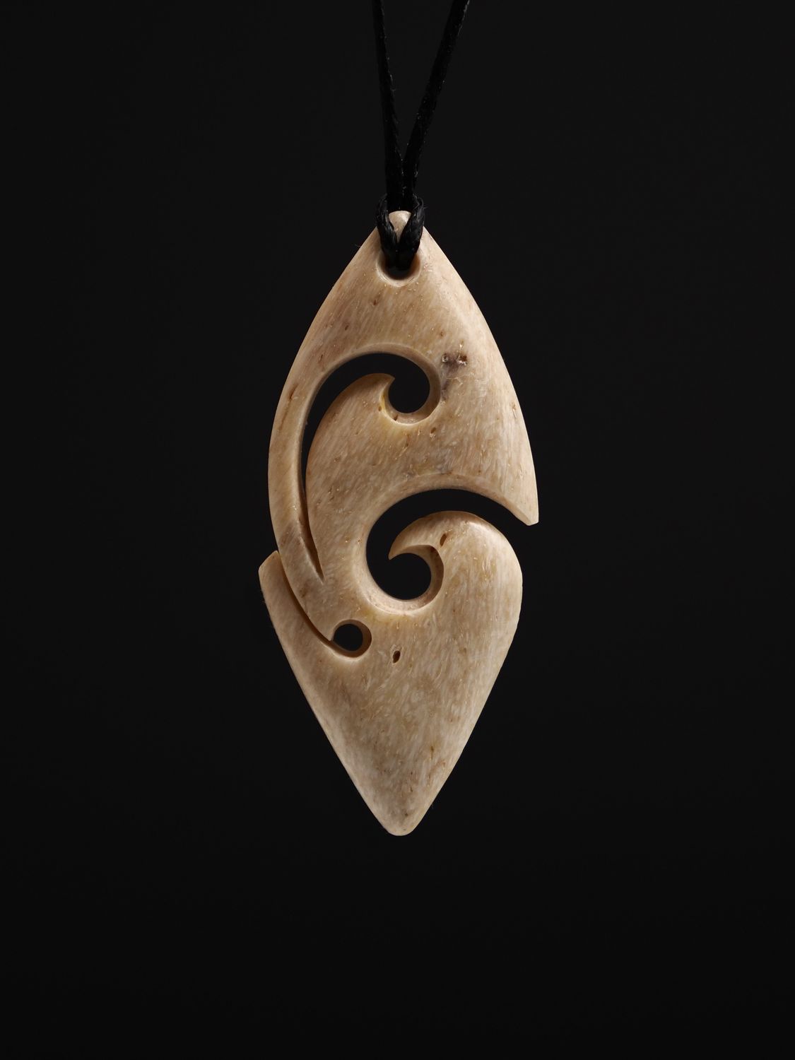 Moko Pounamu, Koru Whale Bone Carving - Te Hoiere