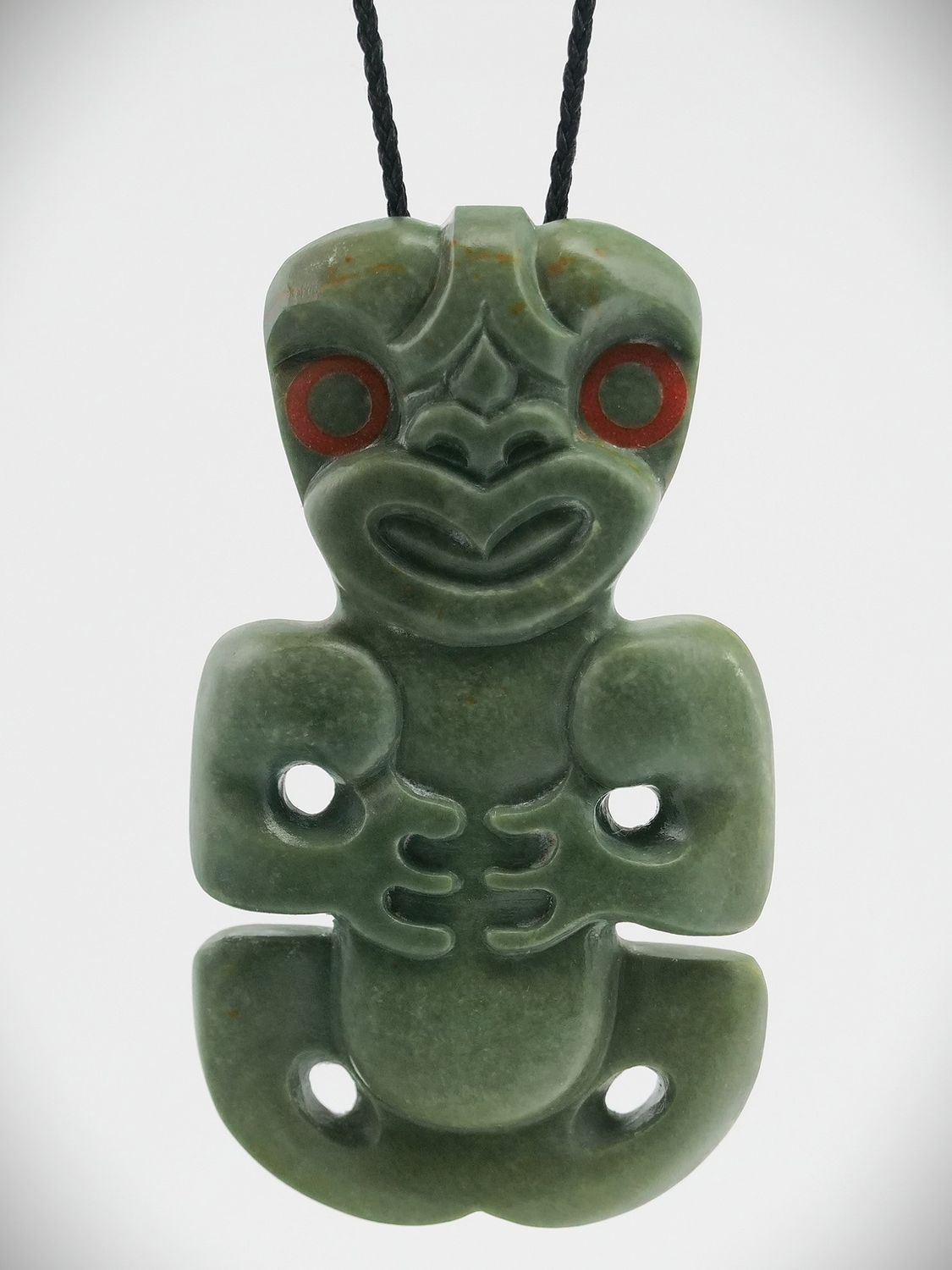 Moko Pounamu Hei Tiki NZ Inanga Greenstone - Tutaepawhati