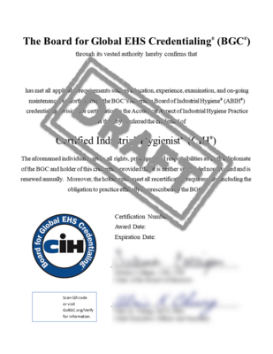 BGC Certificate Ordering - Board for Global EHS Credentialing