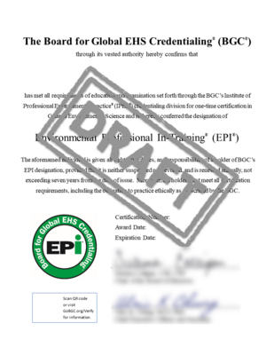 BGC Certificate Ordering - Board for Global EHS Credentialing
