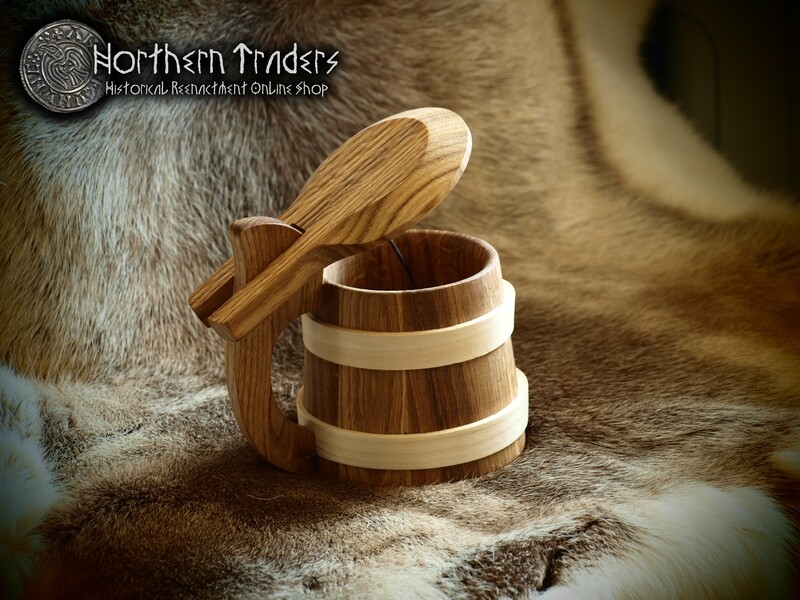 Medieval Wooden Jar with Laddle
