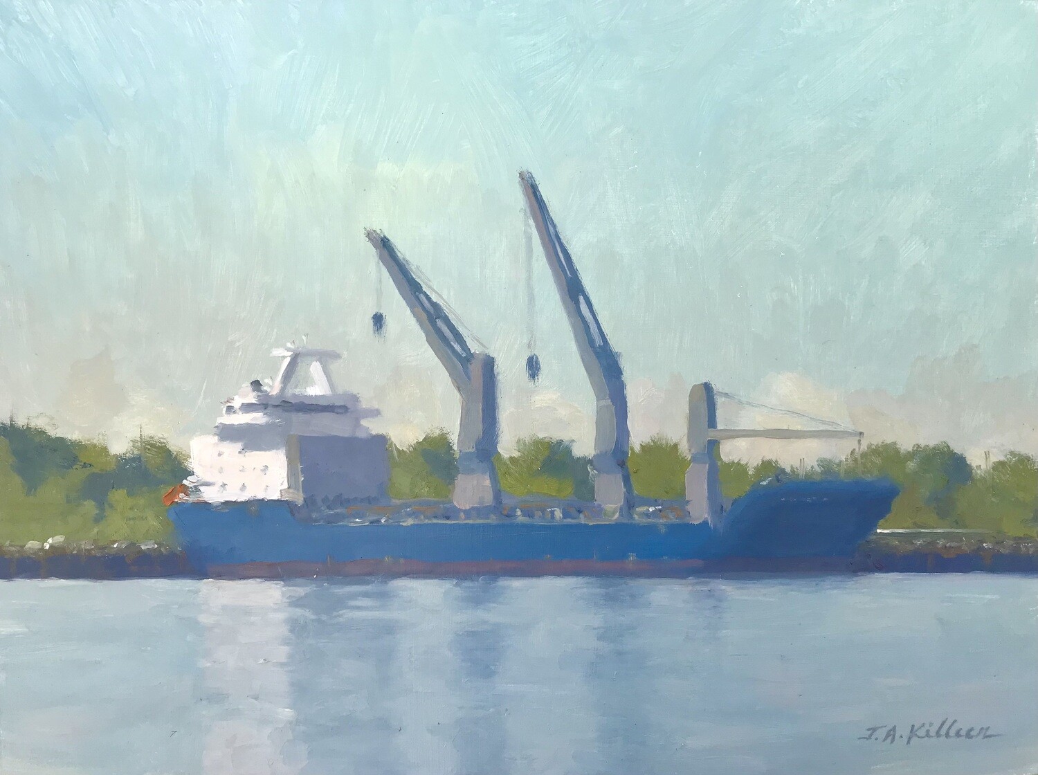 Blue Shipping Vessel