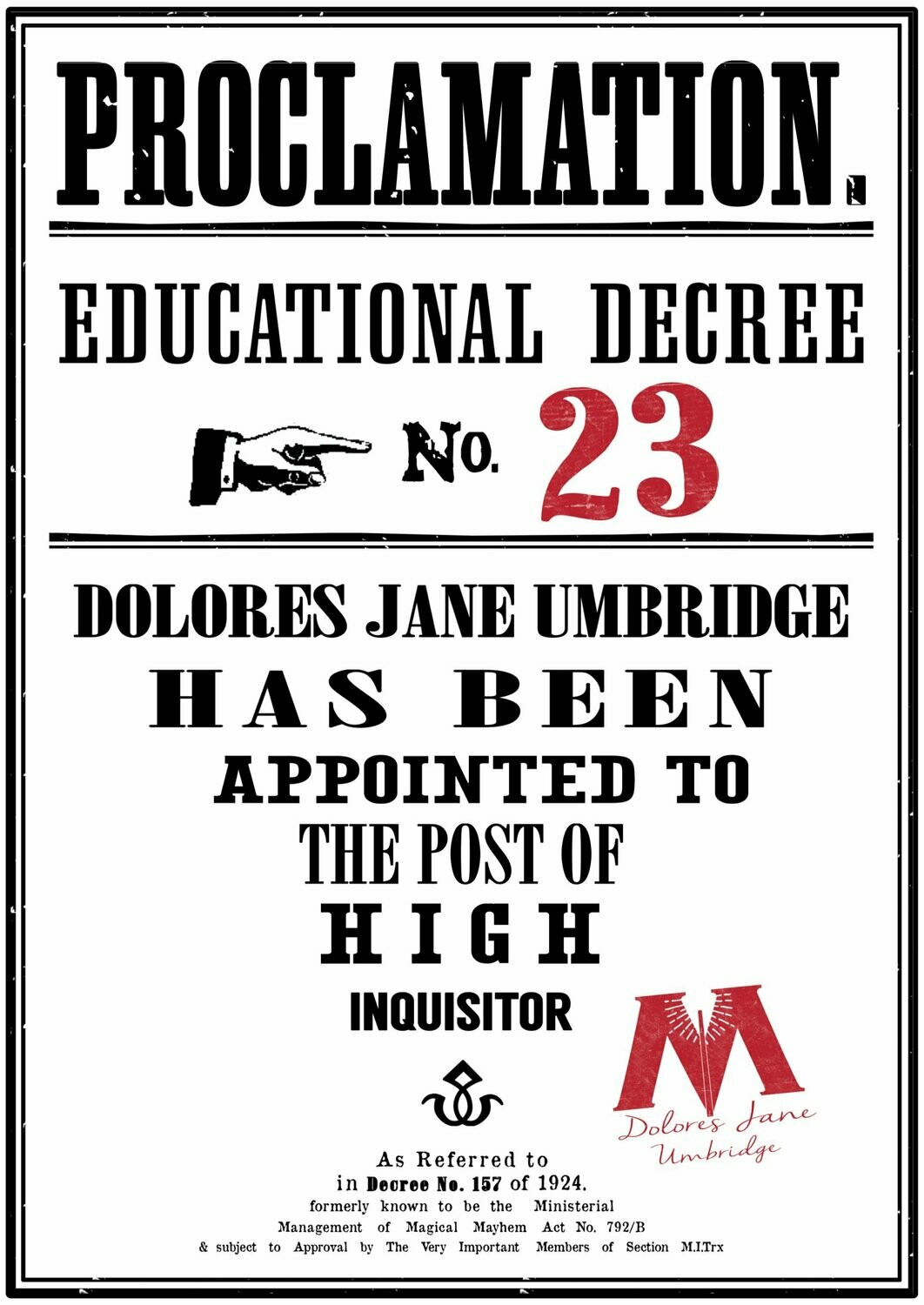POSTER NORMA Nº23 HAS BEEN DOLORES UMBRIDGE HARRY POTTER