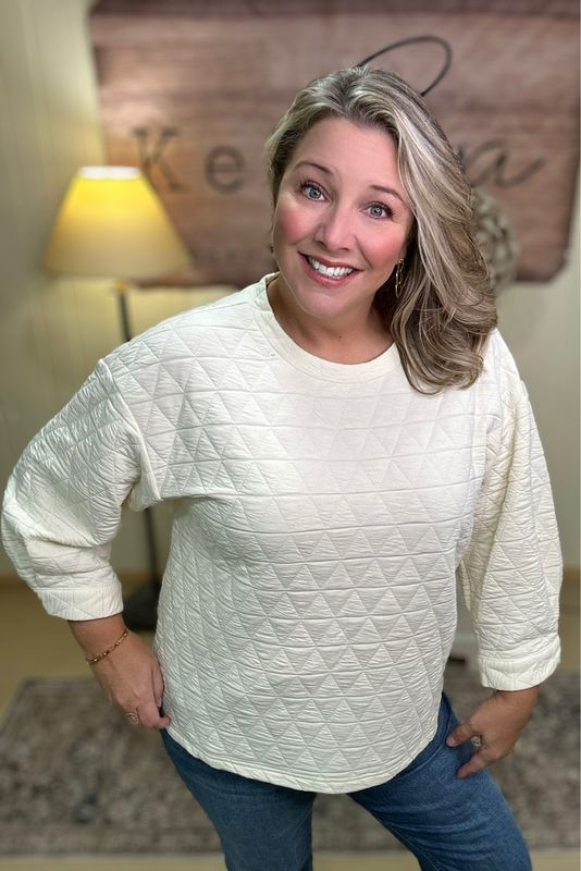Cream Quilted Pullover