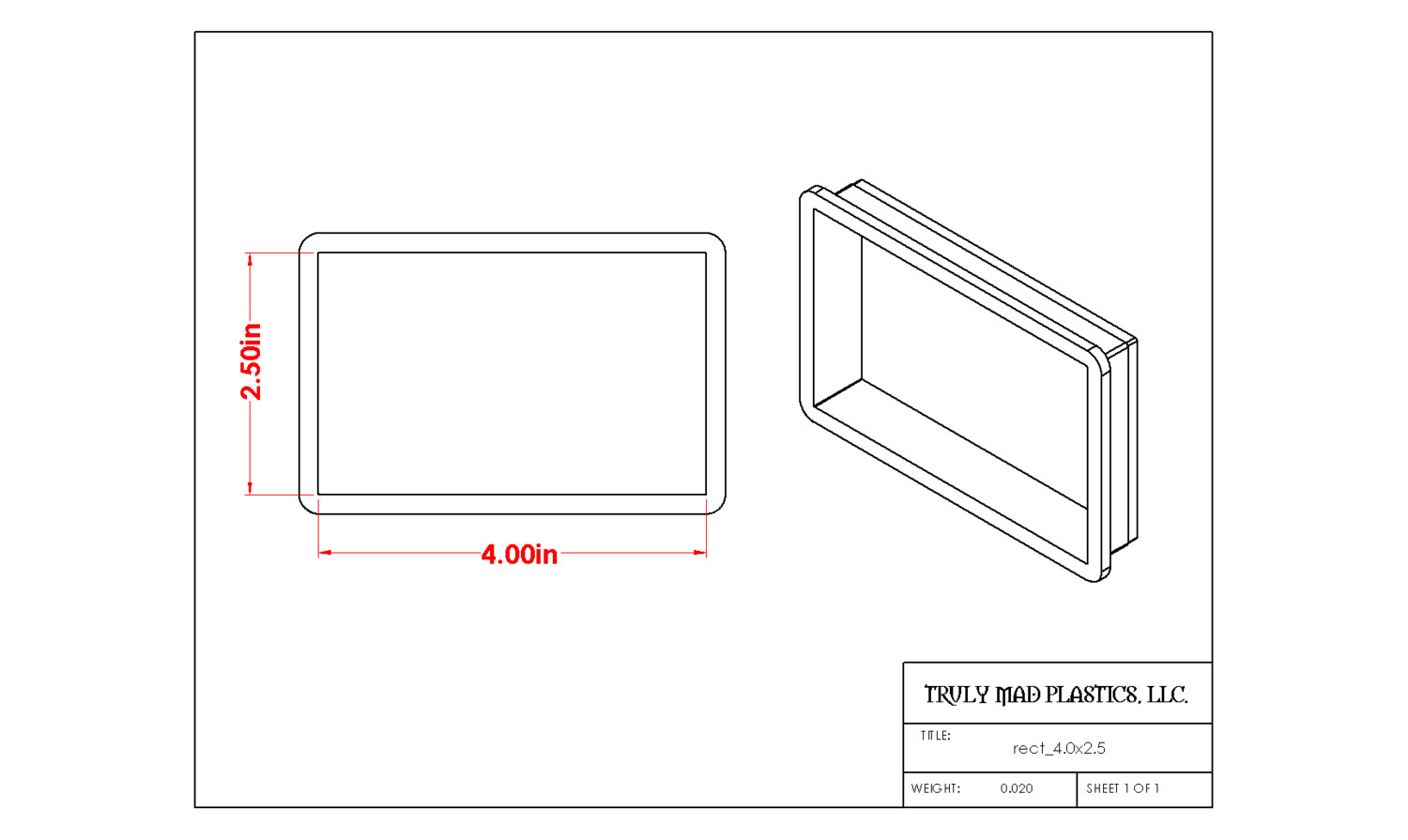 Rectangle 2.50" x 4.00"