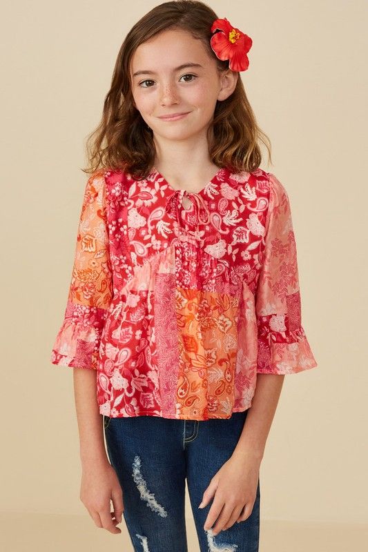 Cori Pink Print Top, TWEEN