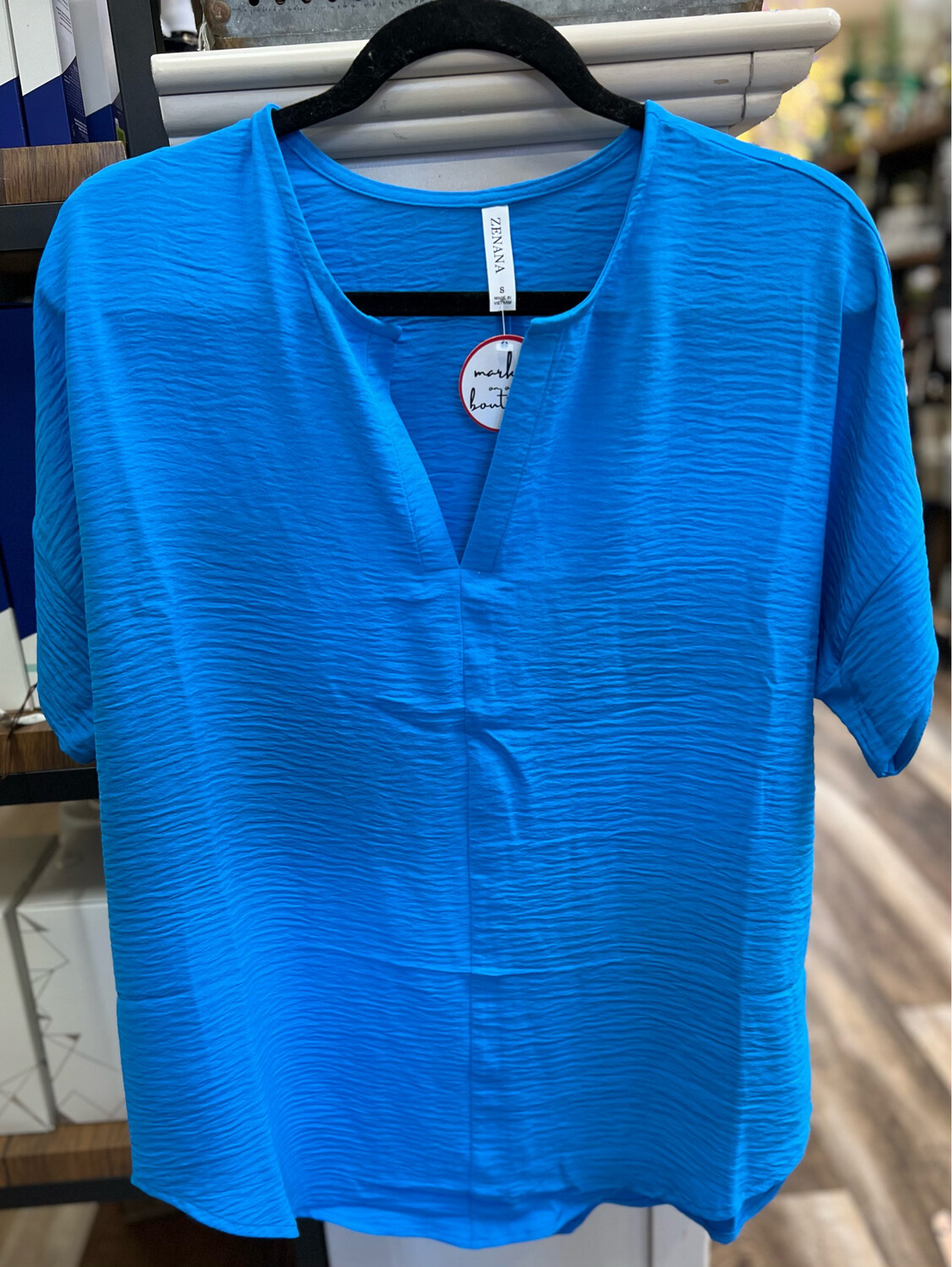 Split Collar Top-Deep Sky