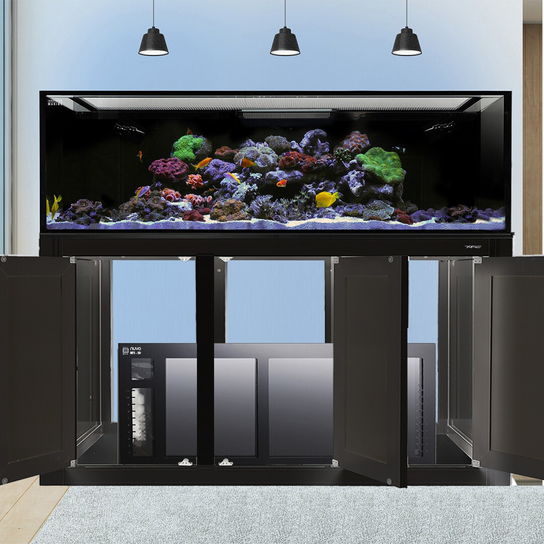 NUVO EXT 200 Gallon Reef Ready Aquarium + Black APS Stand + RFS Acrylic ...