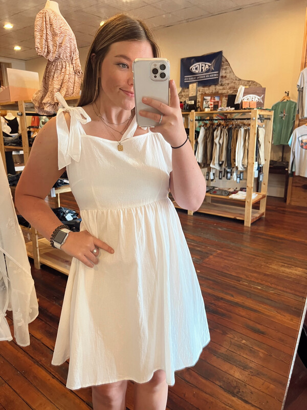Solid Sun Dress - White