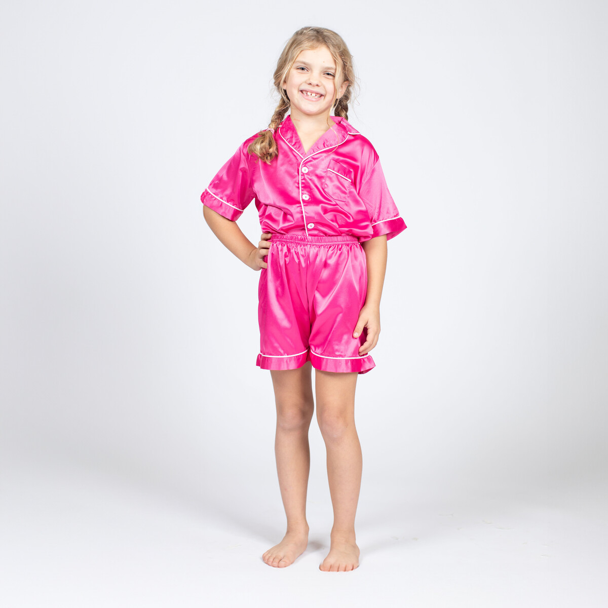 Kids Life In Pink Silk PJ Set
