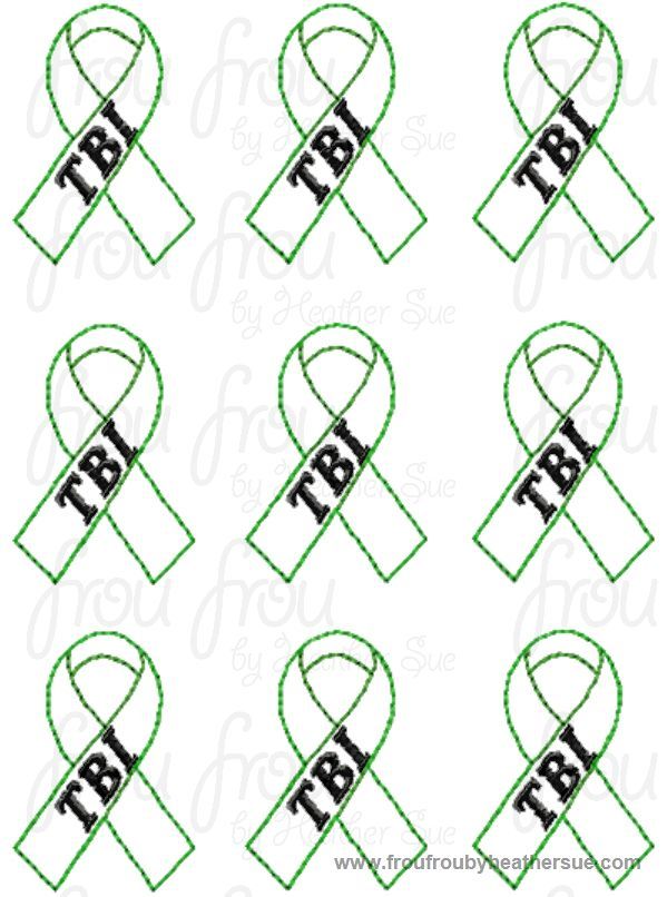 Clippie Traumatic Brain Injury Awareness Ribbon Machine Embroidery In ...