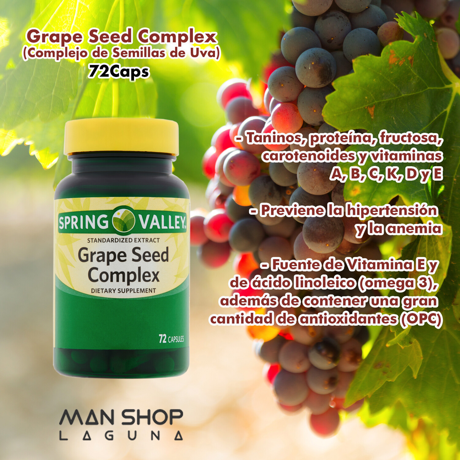 Complejo De Semilla De Uva / Grape seed complex 72 Caps.