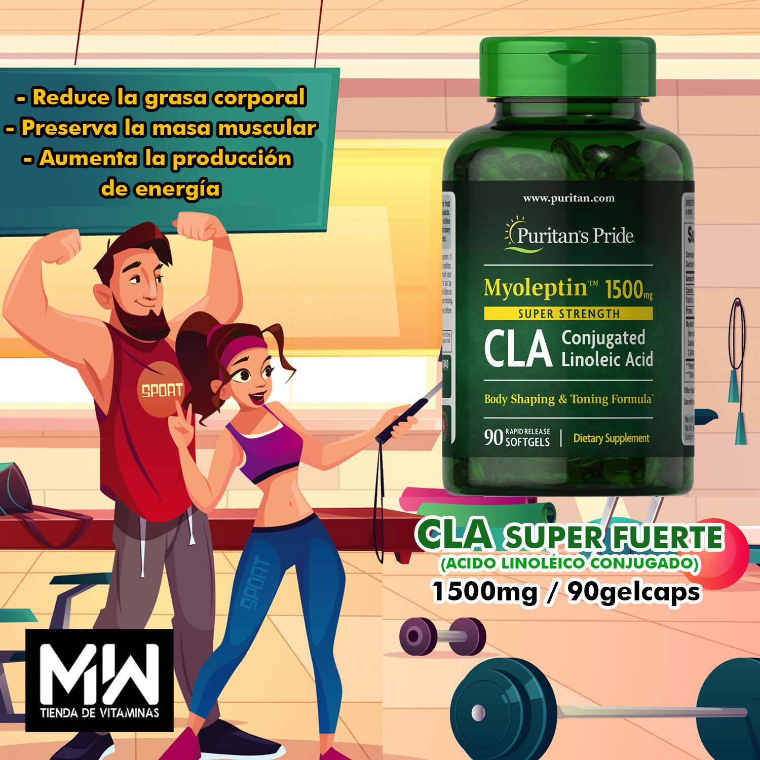 CLA, Super Fuerte 1,500mg, 90 Caps.