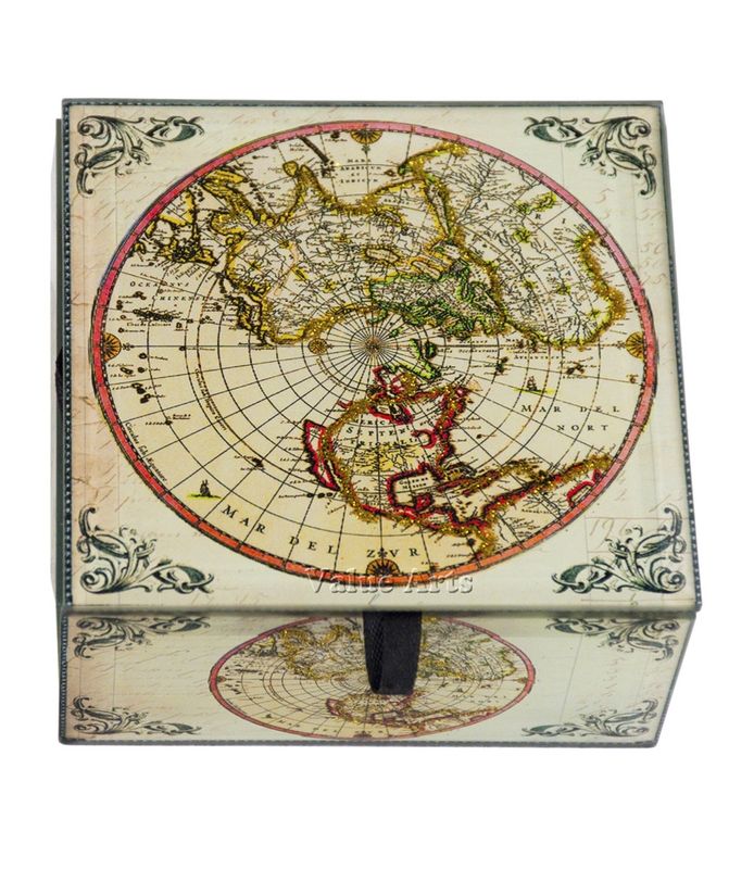 VA Vintage World Map Keepsake Box