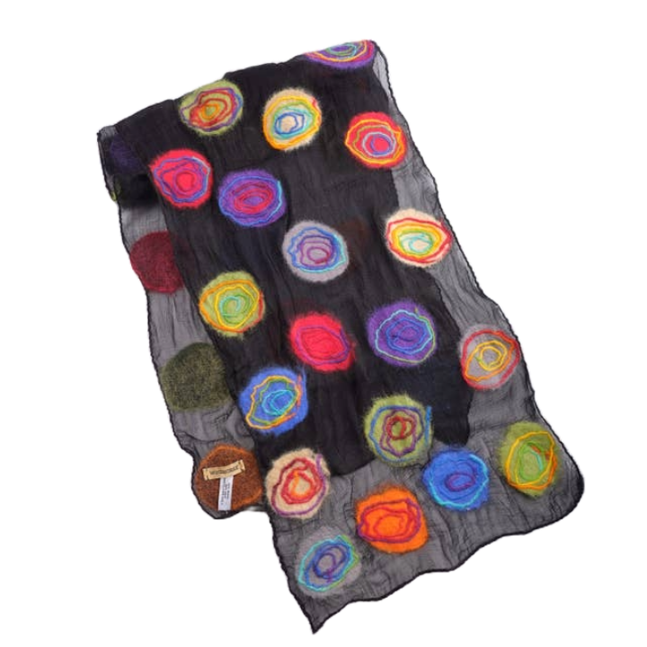 WTI Multi-Color Spiral on Silk Scarf
