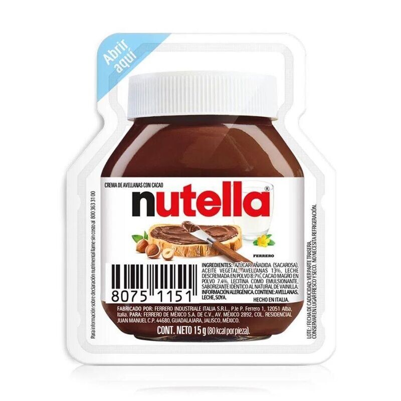 Nutella mini porción 15 grm / 48 unidades