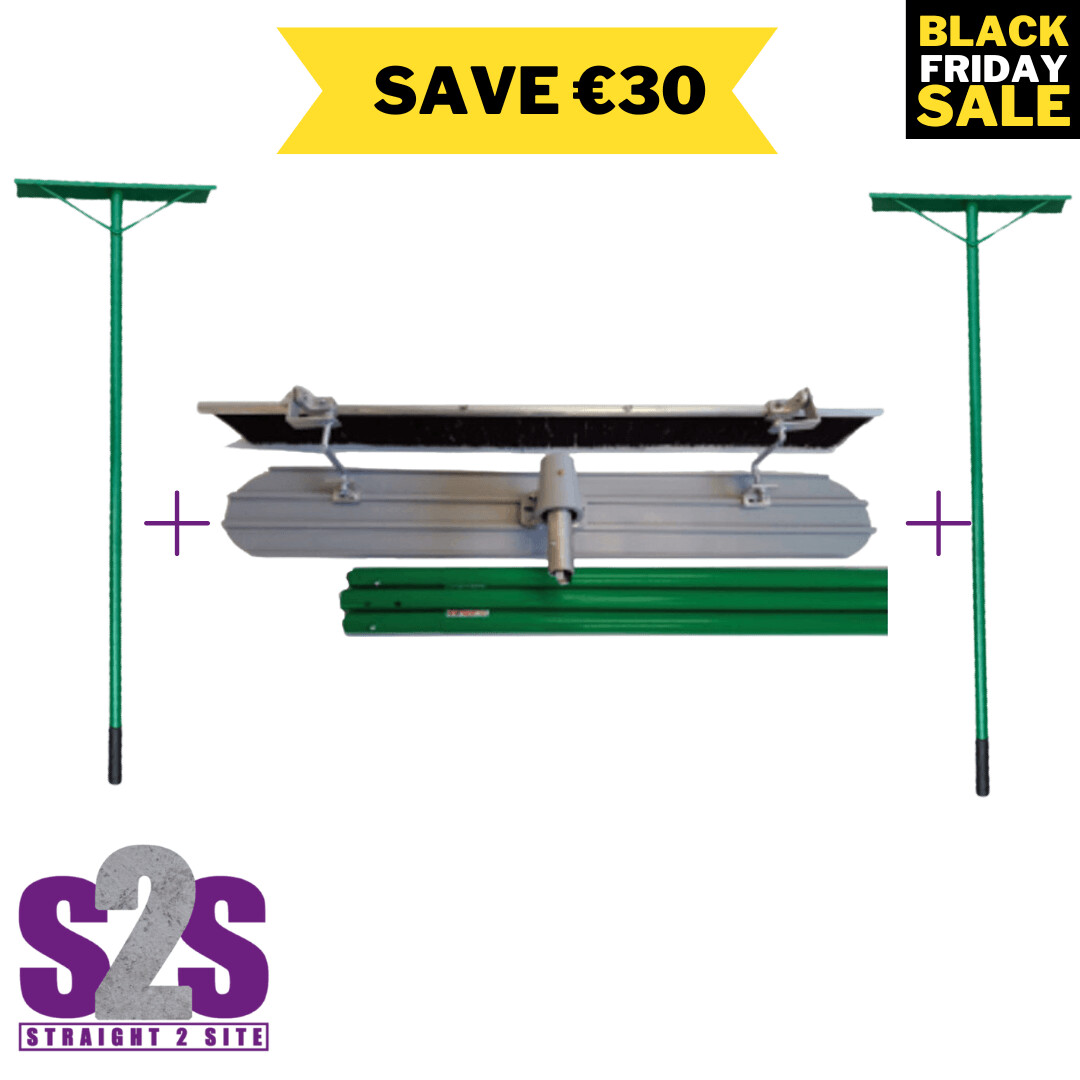 Magnesium Bullfloat kit round ends with brush & 2 Concrete Placers