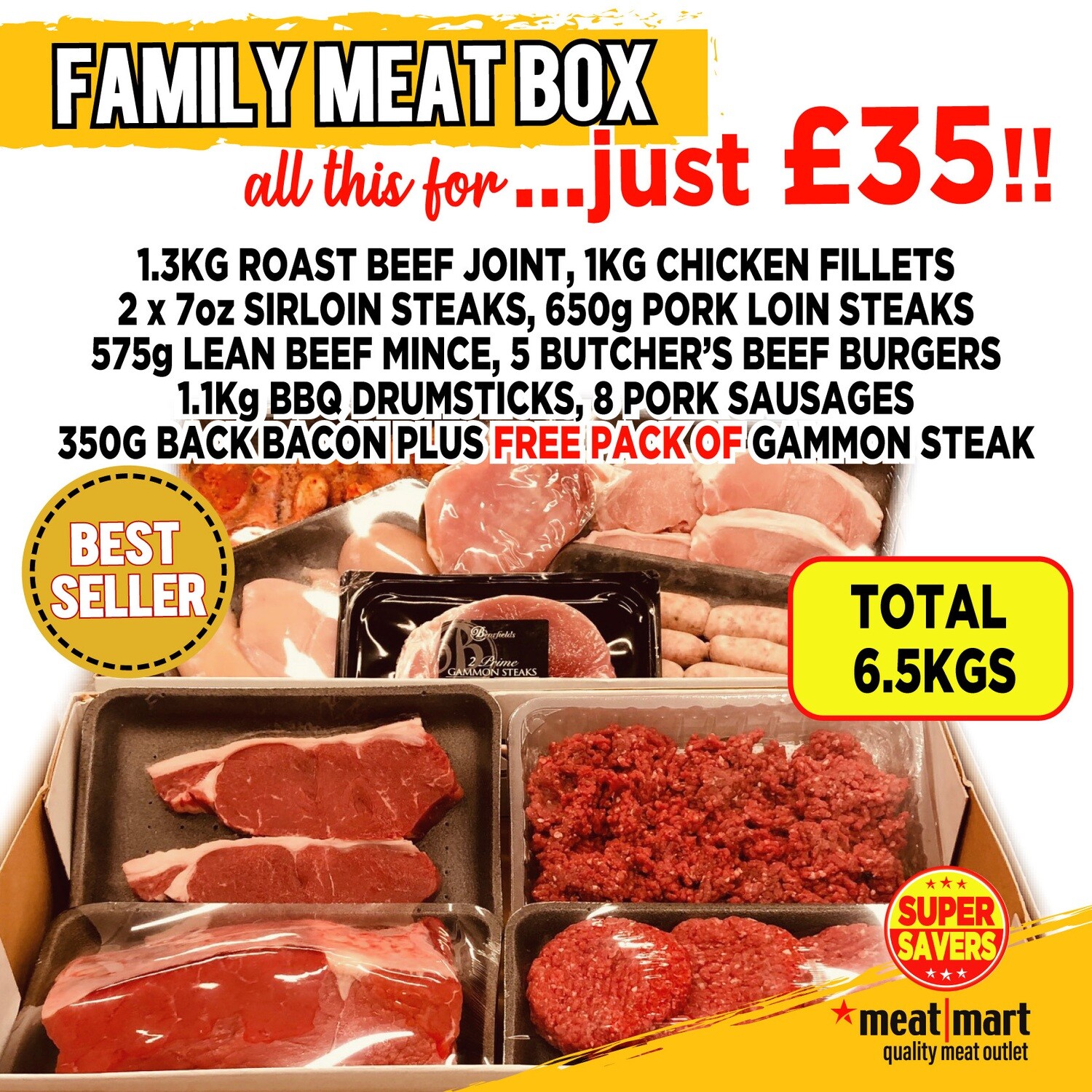 FAMILY MEAT BOX (+ Free Pack)* OVER 6.5KG!!!