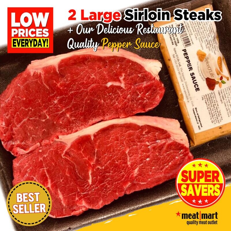 Steak Club - 2 Large Prime Sirloin Steaks with Pepper Sauce