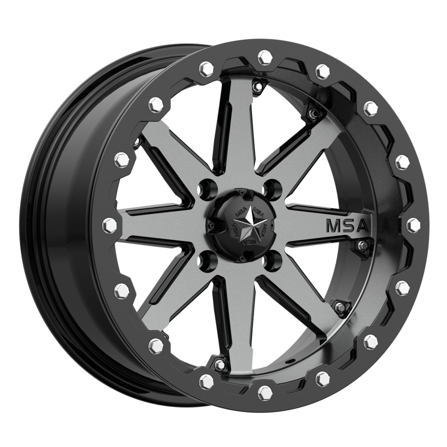4-MSA Offroad UTV M31 Lok2 15x7 4x156 0mm Black/Grey Beadlock Wheels