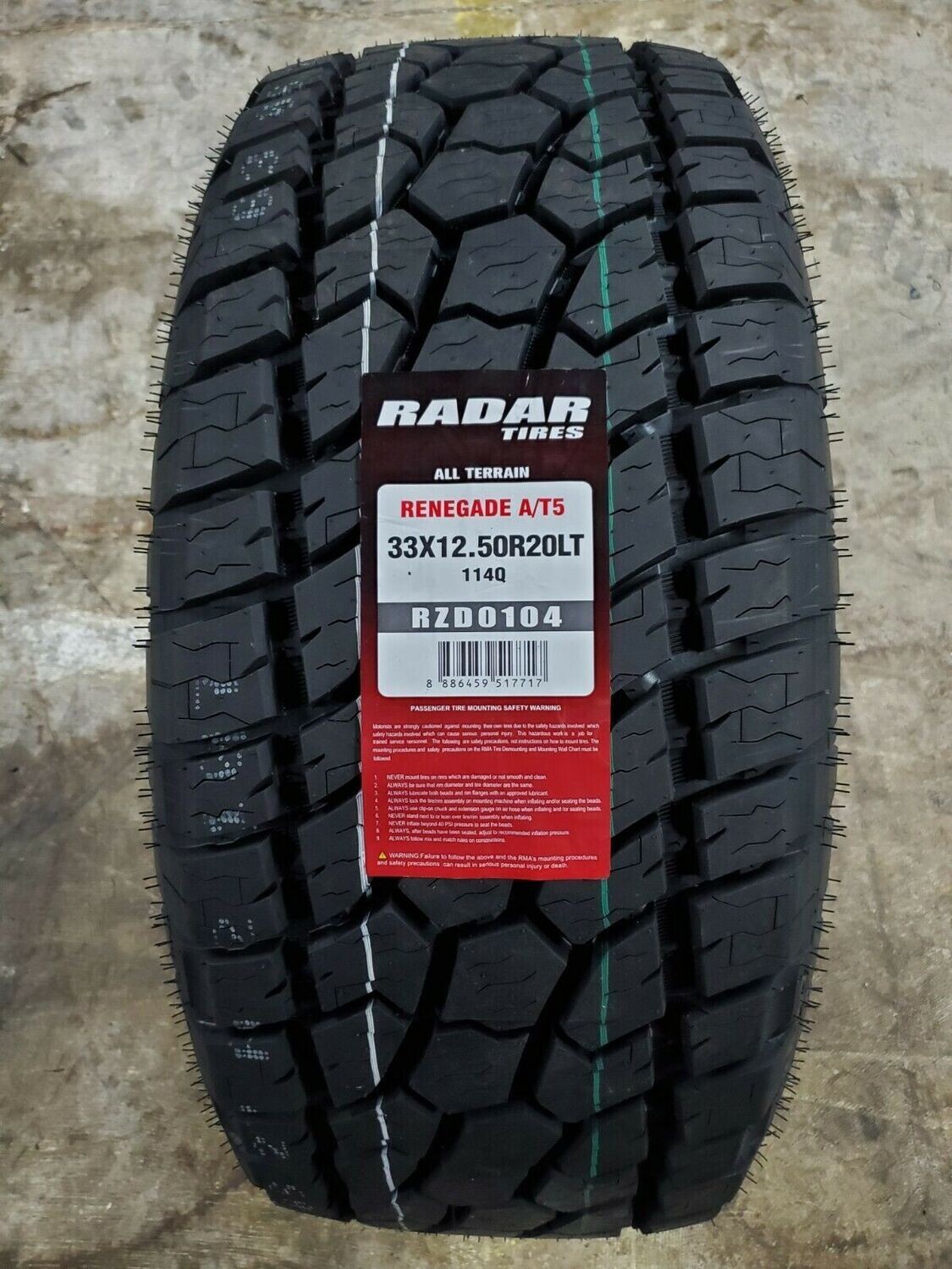 RADAR A/T5 33x12.50R20 LT 10PR 114Q LOAD-E All Terrain TIRES