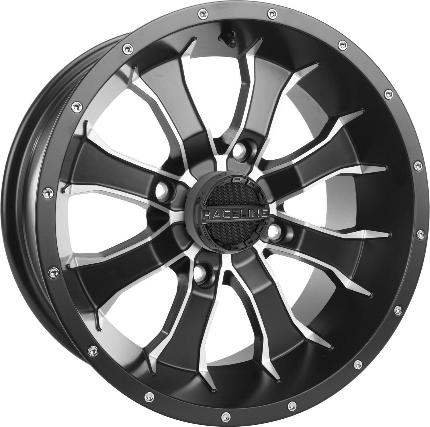 4-Raceline UTV A77 Mamba 15x7 4X136 4x137 +10mm Matte Black Machine ...