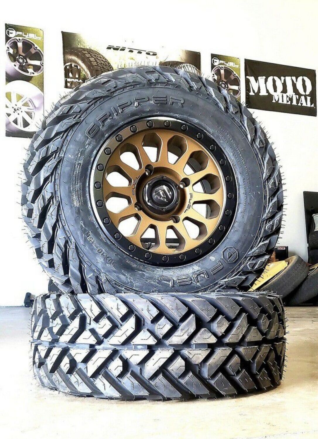 wheel & tire package Fuel Vector 15x7 4x137 Bronze Wheels & EFX Gripper ...