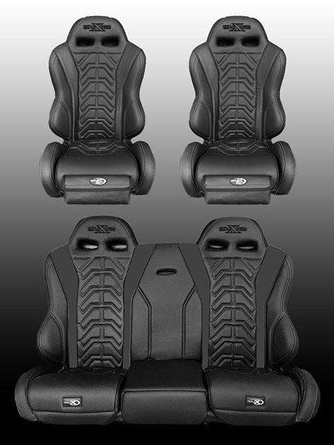 Triple X - Front Bucket Seats & Slit Rear Bench Black Polaris RZR Pro R