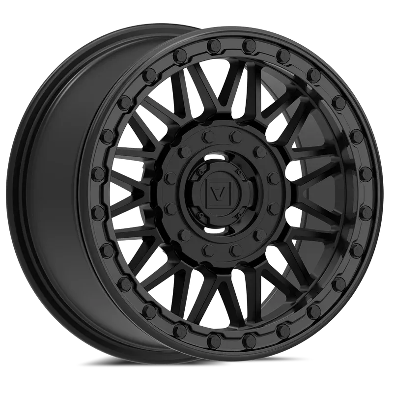 4-Valor Offroad V08 Beadlock UTV 15x7 4x137 4x156 +30mm Satin Black Wheels