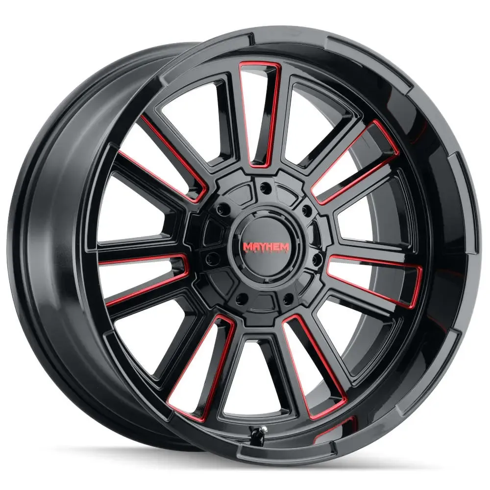 Mayhem Apollo 8115 20x10 8x165.1 -19mm Gloss Black/Prism Red Milled Wheels