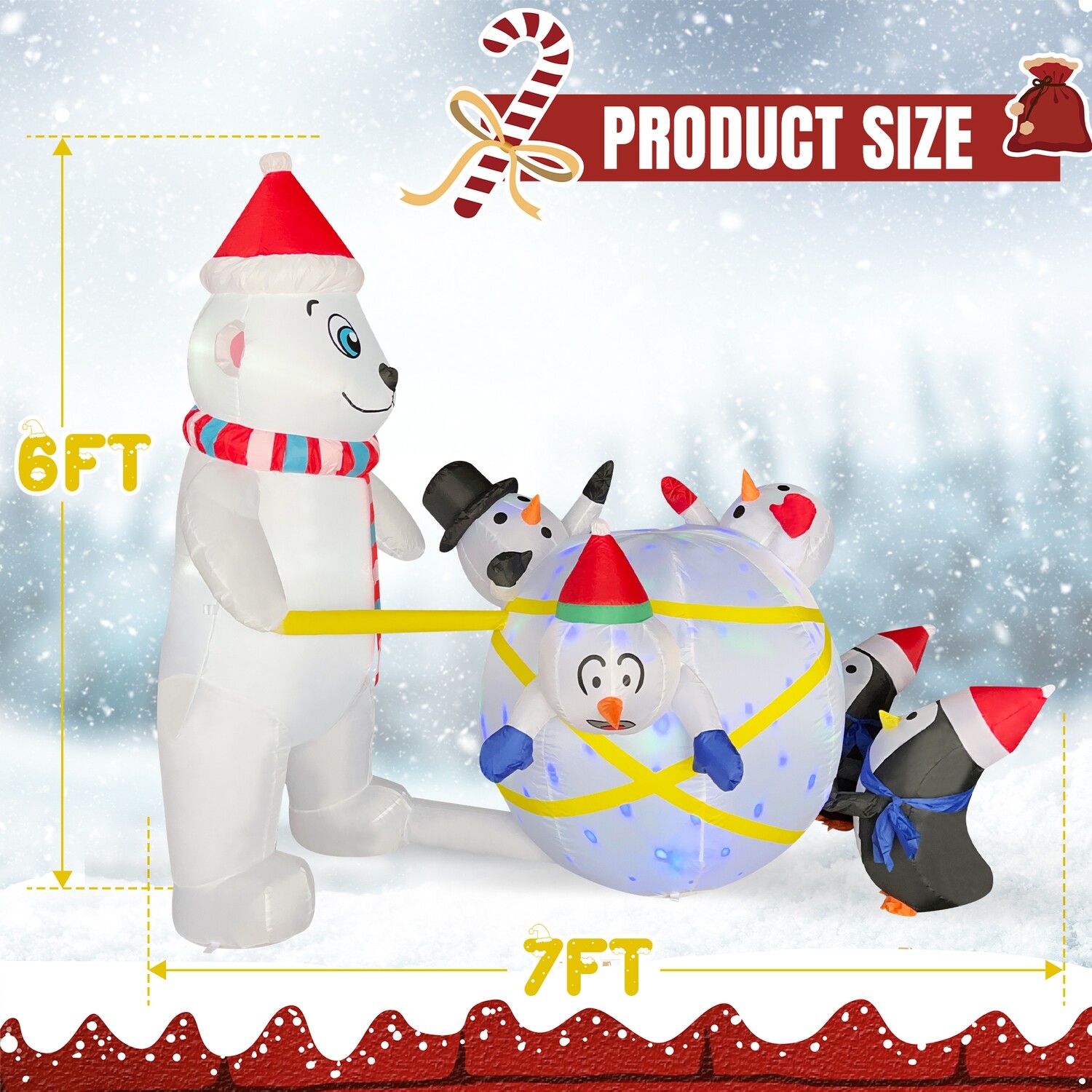 7ft Christmas Inflatables Decorations Outdoor Indoor Polar Bear Snowman