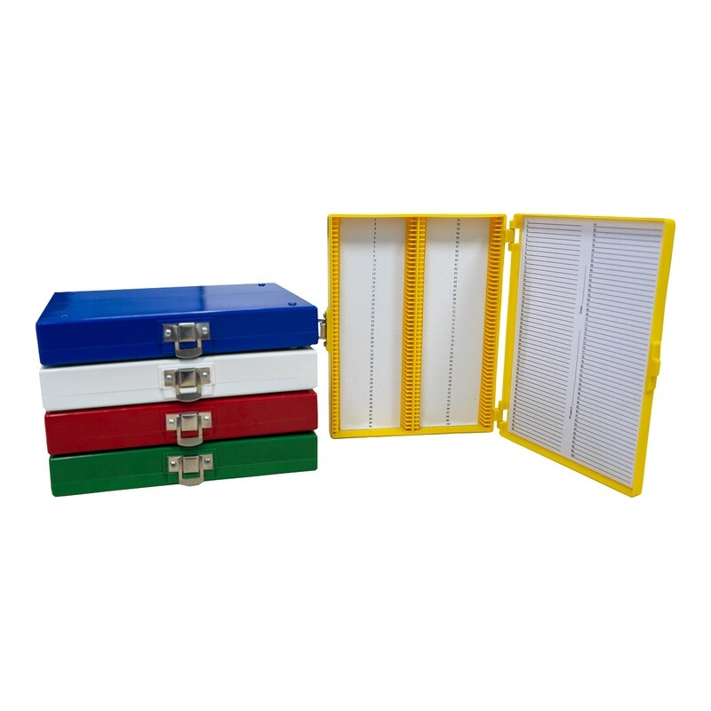 Plastic Microscope Slide Box | Foam Lining| Assorted colors