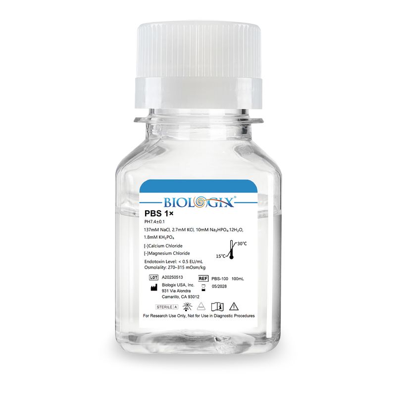Biologix® PBS Buffer (1×), pH7.4, Low Endotoxin, 100mL/Bottle, 20 ...