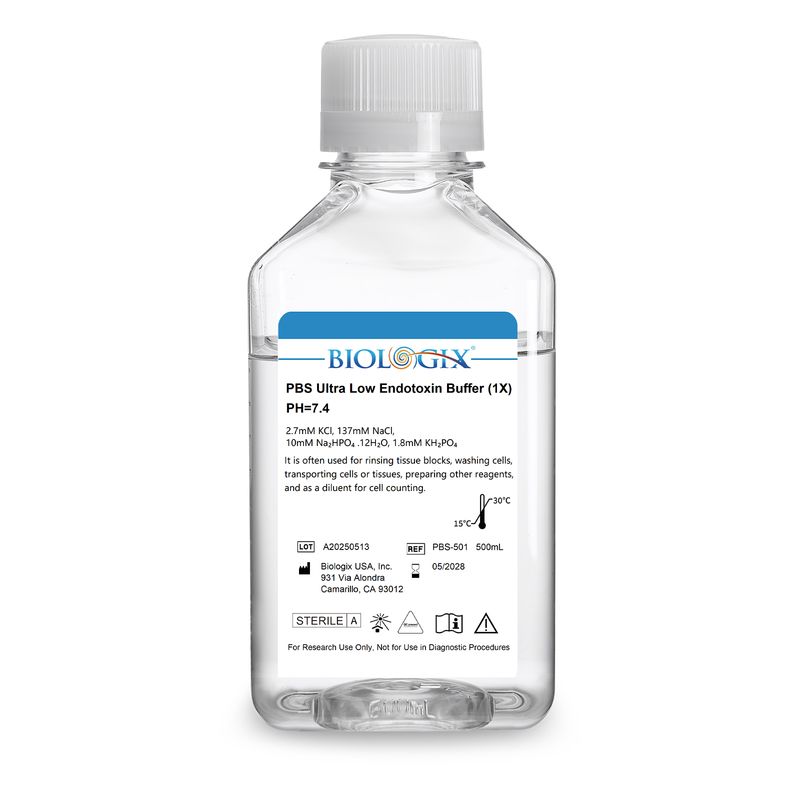 Biologix® PBS Buffer (1×), pH7.4, Sterile, Ultra - low endotoxin, 500mL ...