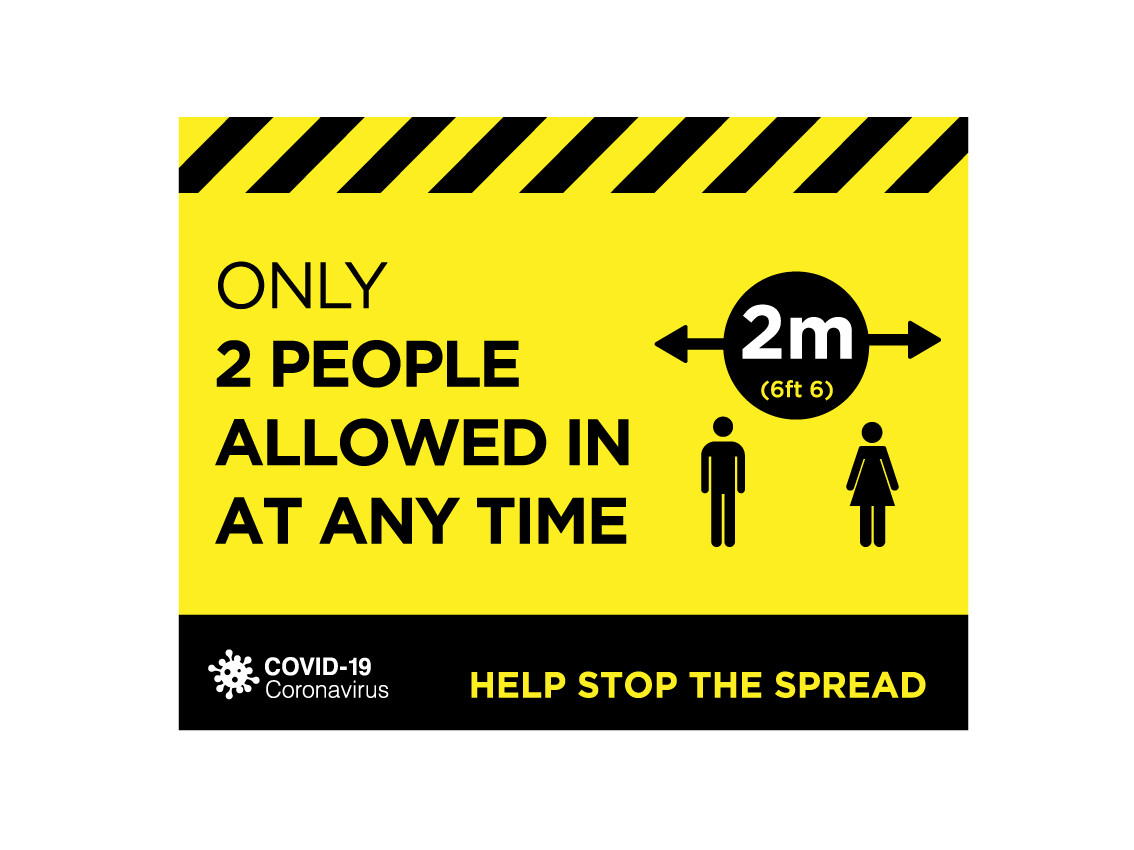 Social Distance Window Graphic 300mm x 230mm '2 People Allowed'