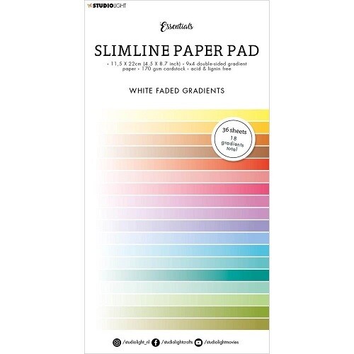 Studio Light Essentials - Slimline Paper Pad - Graded White Fade - 36 ...