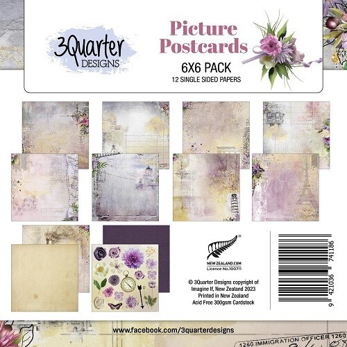 3 Quarter Designs - 6 x 6 Paper Pad - Picture Postcards - March 2023
