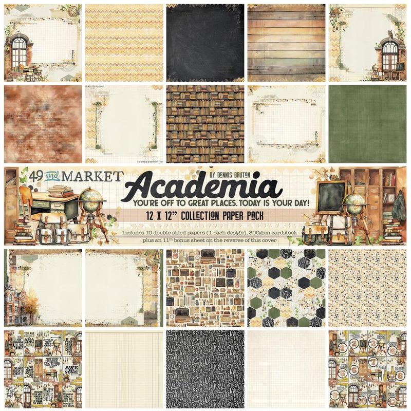 49 & Market - Academia Collection - 12 x 12 Paper Pack - AC28041 - 10 ...
