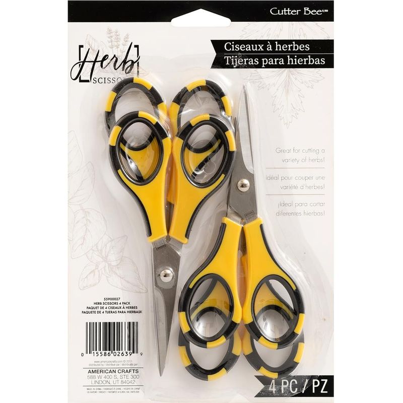 EK Success - Cutter Bee Scissors - Yellow & Black - 4 pack - 55900027