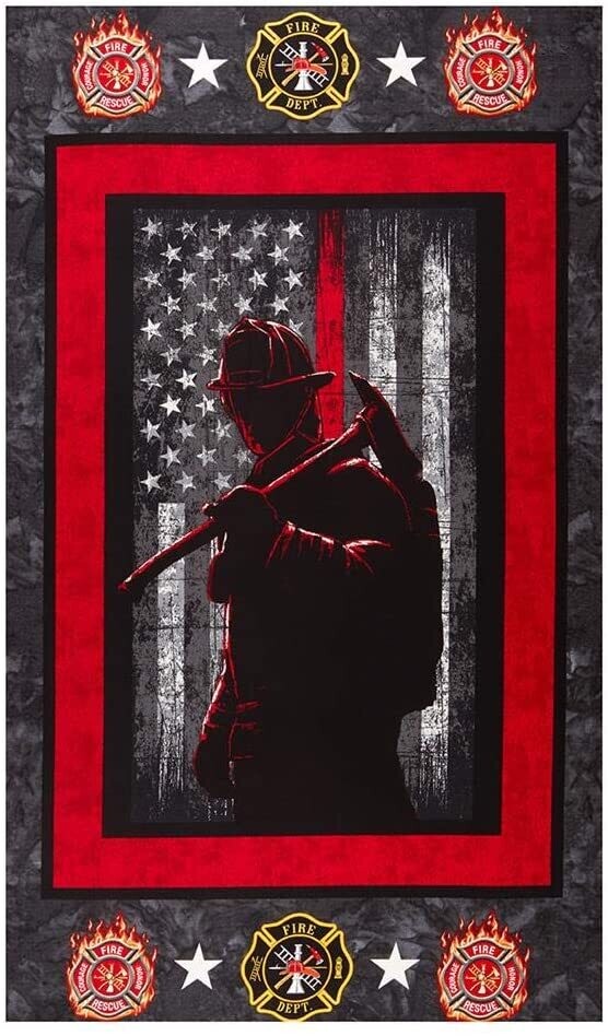 FireFighters Red Panel – Store – HollyDee Quilts