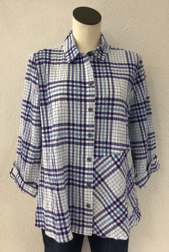 Chatham Chex Mix Shp Shirt - Royal - Large - Habitat
