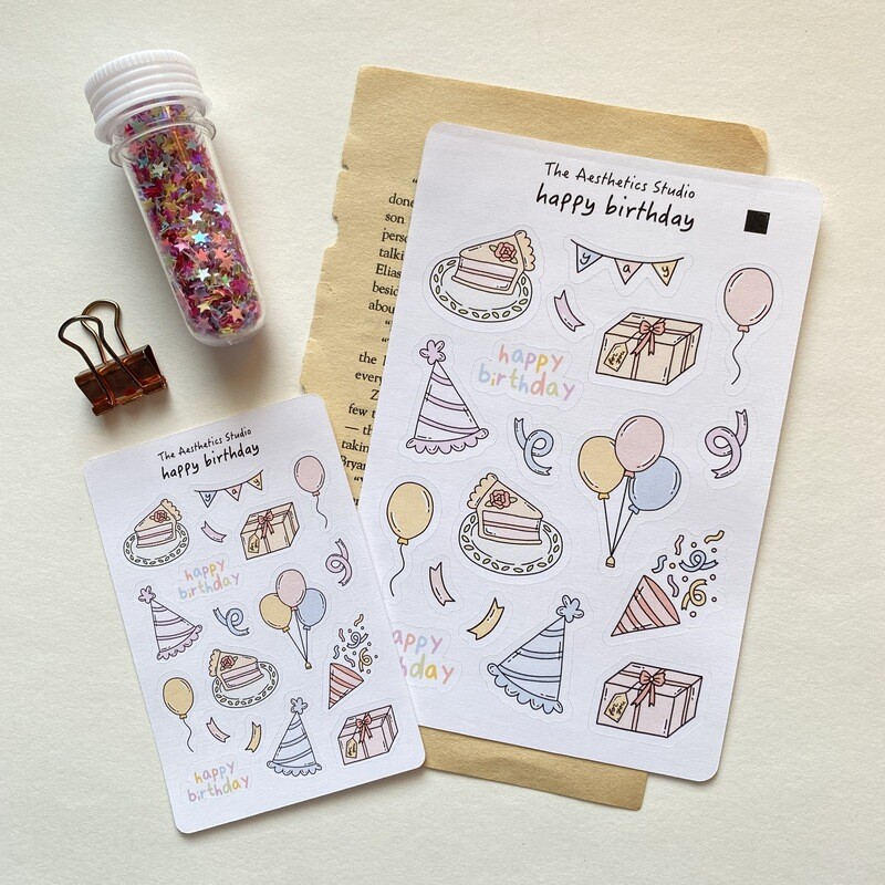 birthday-cute handmade planner journal stickersheet