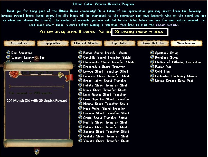 207 Month Account with 20 unpick rewards - Shard Shield