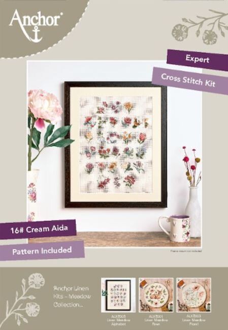 Anchor Essential Kit - Linen Meadow Alphabet - Cross Stitch Kit