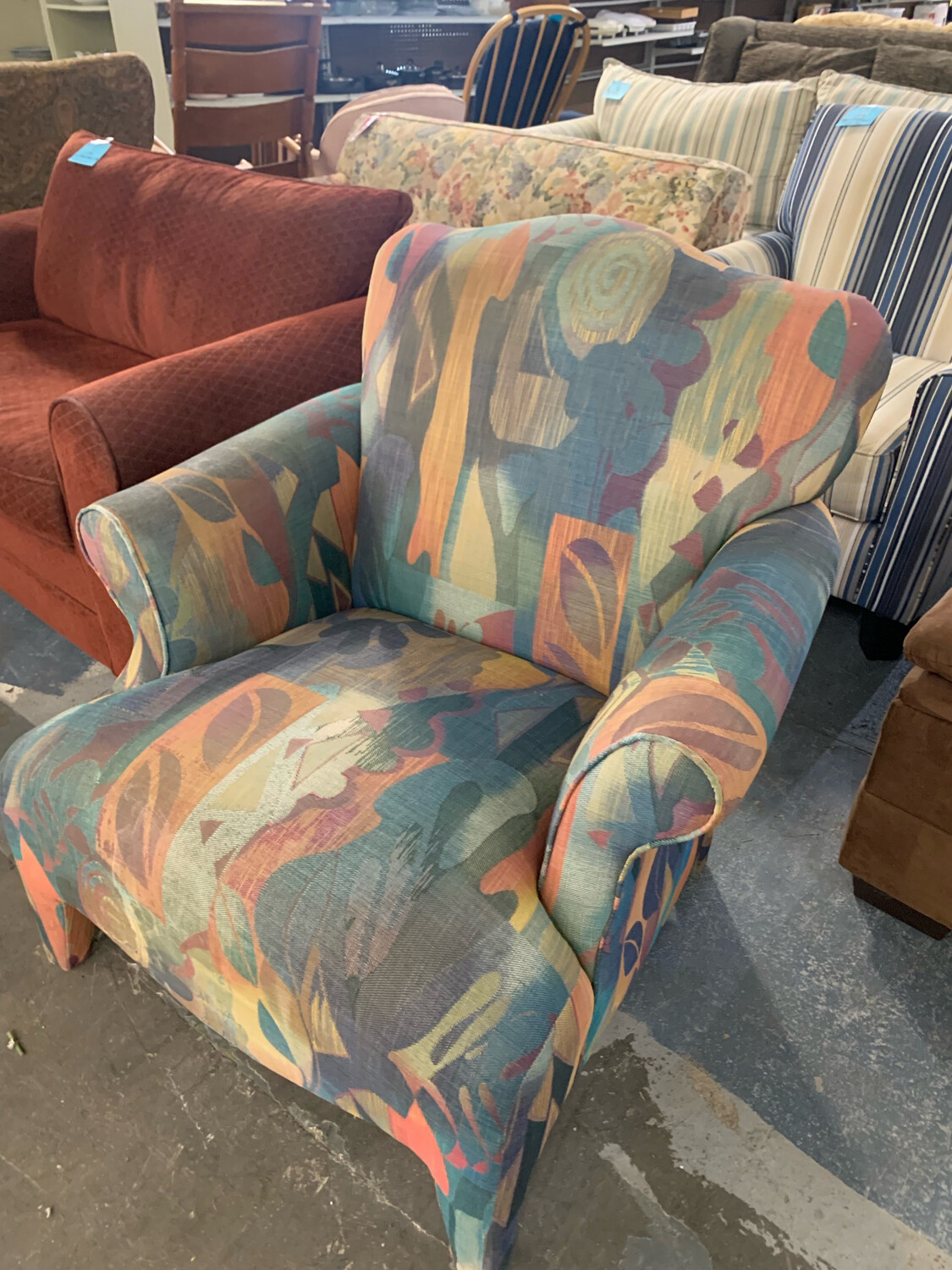 Upholstered Modern Leaf Print Chair